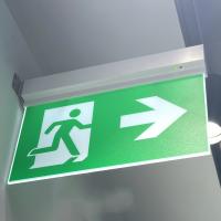 China Side Mounting Double Sided LED Exit Sign with Li-ion Battery 3.7V 1.5Ah 3-Hour Emergency Time for sale