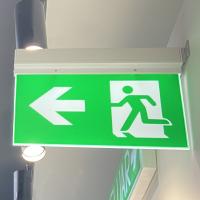 China Side Mounting Double Sided LED Exit Sign with Li-ion Battery 3.7V 1.5Ah 3-Hour Emergency Time for sale