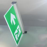 China Side Mounting Double Sided LED Exit Sign with Li-ion Battery 3.7V 1.5Ah 3-Hour Emergency Time for sale