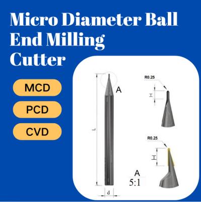 China Micro Diameter Ball End Milling Cutter Electronic CVD Diamond Cutting Tool Precision for sale