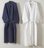 China 100% Cotton Waffle Women Bath Robe Terry Bathrobe Comfortable 125cm Long With Hood for sale