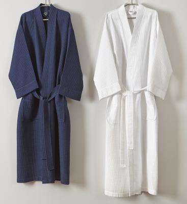 China 100% Cotton Waffle Women Bath Robe Terry Bathrobe Comfortable 125cm Long With Hood for sale