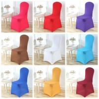 China Solid Color Spandex Banquet Chair Caps Stretch Wedding Chair Covers for sale