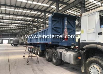 China Dump Tipper Semi Trailer 3 Axles Hydraulic Tipper Trailer Blue for sale