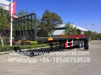 China 3 Axle Flatbed Semi Trailer Customized  20 Ft 40 Ft For Container Carrying With container lock for sale