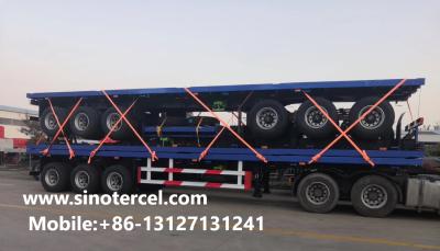 China Blue 40-50 Foot Flatbed Semi Trailer Custom Flatbed Semi Trailers 3 Axles for sale