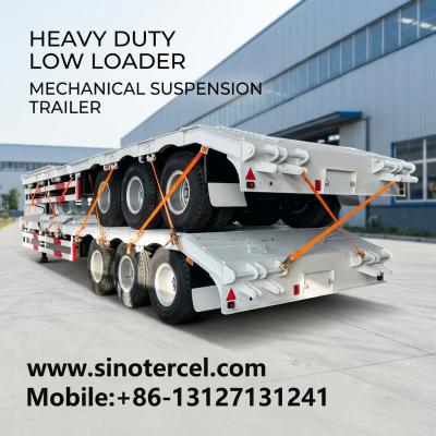 China 3 Axles Low Bed Semi Trailer With Mechanical Suspension for sale