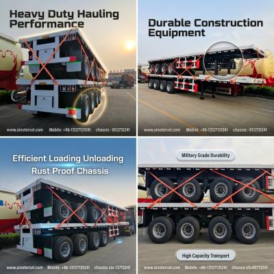 China 60-70t Flat Bed Semi Trailer 4 Axles White for sale