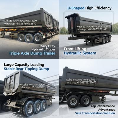 China 3 Axle U-Shaped High Efficiency Heavy Duty Dump Semi Trailer for sale