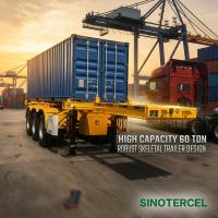 China 3 Axles Skeletal Type Container Semi Trailer Yellow Excellent Load Bearing Capacity Transport container for sale