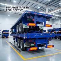 China 3 Axle Flatbed Semi Trailer Customized  50-60 Tons 20 Ft 40 Ft For Container Carrying With container lock for sale