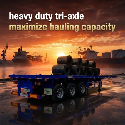 China 40ft Flat Bed Semi Trailers 3 Axles Flatbeds For Semi Trucks for sale