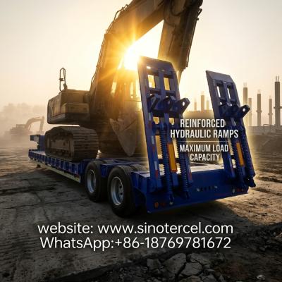 China 30-40 Ton Low Bed Semi Trailer with Golden Dimension Design and Powerful Heavy-Duty Structure for Heavy Load Transport for sale