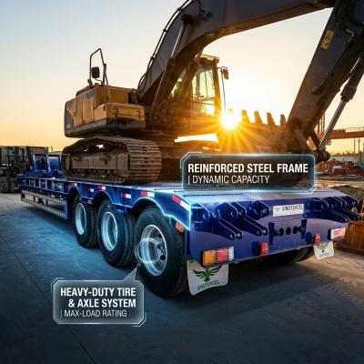 China 50000kg 60000kg Low Bed Semi Trailer With Mechanical Suspension for sale