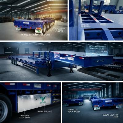 China 28T Landing Gear Semi Bed Trailer Tri Axle Low Bed Trailer For Sale for sale