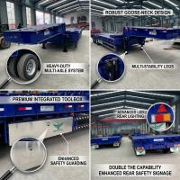 China 3 Axles Low Bed Semi Trailer 40-60 Tons Hydraulic Type Ladder Blue for sale