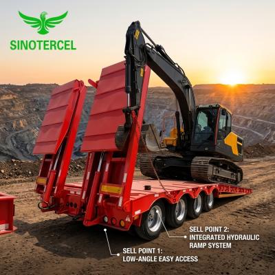 China Removable Gooseneck Semi Trailer 70 Tons Gooseneck Skeletal Trailer for sale