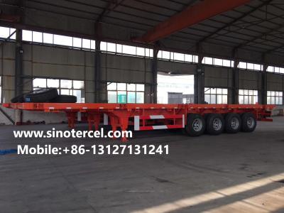 China 4 Axles Flat Bed Semi Trailer Strong Bearing Stable Single Axle Can Be Lifted 40-60 Tons for sale