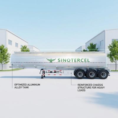China 40-60m3 Fuel Tank Semi Trailer with 3 Axles and 12 Tires for sale