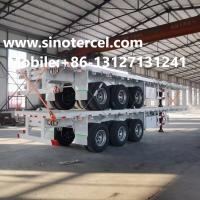 China 3 Axle Flatbed Semi Trailer Customized 50-60 Tons 20 Ft 40 Ft For Container Carrying With container lock White for sale