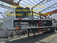 China Premium 3-Axle Foldable White Flatbed Semi Trailer with FUWA Axle, 12R22.5 Tires for 40ft Container Transportation for sale