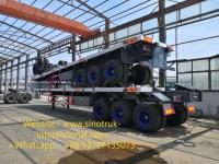 China Premium 3-Axle Foldable White Flatbed Semi Trailer with FUWA Axle, 12R22.5 Tires for 40ft Container Transportation for sale
