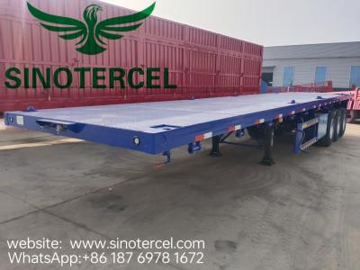 China 40ft Flat Bed Semi Trailer with 3 FUWA Brand Axle for Heavy Duty Transport for sale
