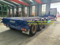China 3 Axles LowBed Semi Trailer 60 Ton Transportation construction machinery Low Bed Trailer  Hydraulic Adjusting Platform for sale