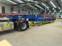 China 3 Axles LowBed Semi Trailer 60 Ton Transportation construction machinery Low Bed Trailer  Hydraulic Adjusting Platform for sale