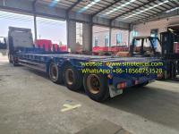 China 3 Axles LowBed Semi Trailer 60 Ton Transportation construction machinery Low Bed Trailer  Hydraulic Adjusting Platform for sale