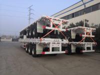 China 12R225 Tyre Flat Bed Semi Trailer 3 Axles Strong Frame Trailer Perfect for Transporting Oversized Equipment and Materials for sale