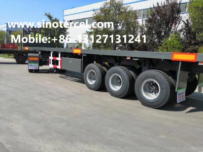 China Customizable Flat Bed Semi Trailer with 30-60t Load Capacity, High-strength Steel Construction, and 3 Axles for Heavy-Duty Transport White for sale