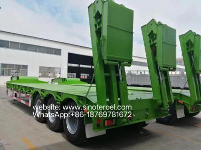 China SINOTERCEL 13m 60Ton Widening Low Bed Semi-Trailer with Hydraulic Ramp for sale
