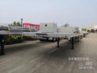China Load 20ft 40ft Container Trailer Flat Bed Semi Trailer Including 1 Standard Tool Box and 3.5in JOST King Pin Ideal for Freight Hauling for sale