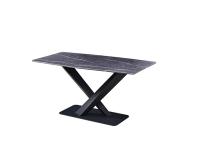 China Grey 150x80x77cm 6 Seater Dining Table With Marble Top for sale