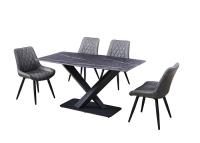 China Grey 150x80x77cm 6 Seater Dining Table With Marble Top for sale