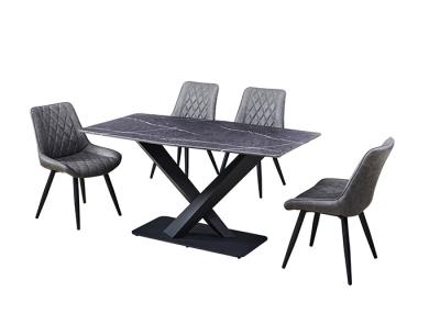 China Grey 150x80x77cm 6 Seater Dining Table With Marble Top for sale