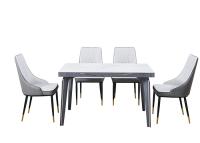 China Metal Inlaid Light Luxury Rock Slate Top Dining Table for sale