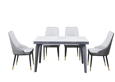 China Metal Inlaid Light Luxury Rock Slate Top Dining Table for sale