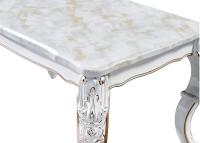 China Pearlescent White Painted Rectangular Marble Dining Table for sale