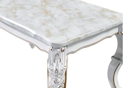 China Pearlescent White Painted Rectangular Marble Dining Table for sale
