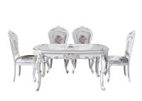China Elegant Solid Wood White Minimalist Dining Table , Carving Dining Table Set for sale