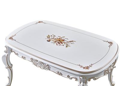 China Elegant Solid Wood White Minimalist Dining Table , Carving Dining Table Set for sale