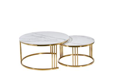 China Office Stainless Steel White Circle Marble Dining Table for sale