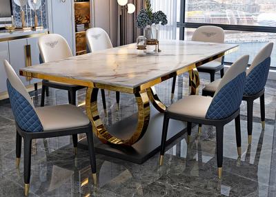 China ISO9001 Stylish Marble Dining Table , Stainless Steel And Marble Dining Table for sale