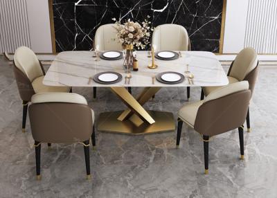 China Solid Wood Luxury Fashion Marble Top Dining Room Table Set for sale