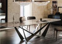 China Marble hotel Dining Table With Stainless Steel Legs for sale
