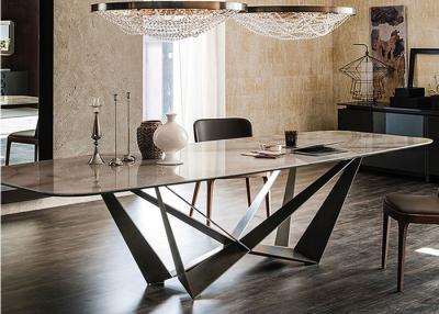 China Marble hotel Dining Table With Stainless Steel Legs for sale