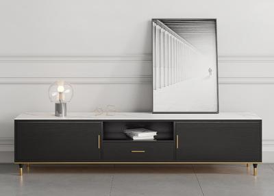 China Solid Wood TV Unit Coffee Table Set Stainless Steel Bottom Frame for sale