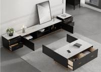 China Solid Wood TV Unit Coffee Table Set Stainless Steel Bottom Frame for sale